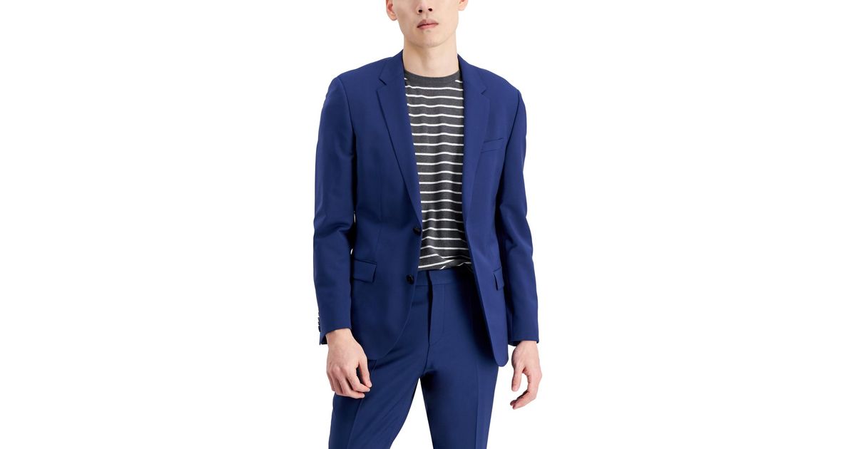 BOSS Hugo By Slim-fit Superflex Stretch Solid Suit Jacket in Blue for ...