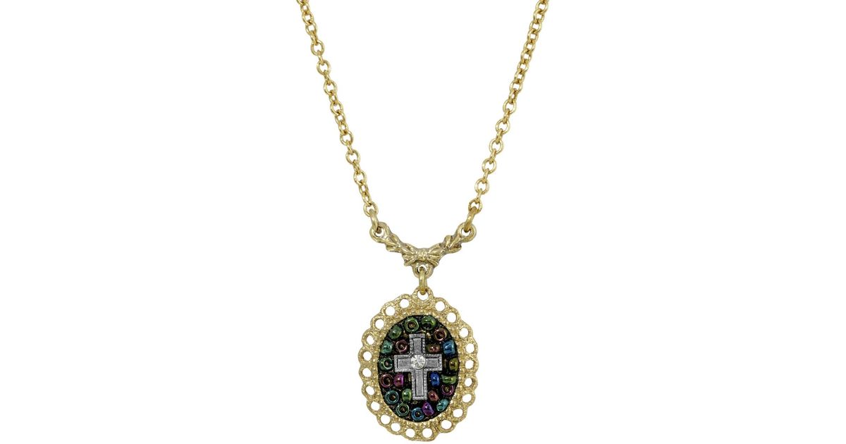 Symbols of Faith 14k Gold Dipped Carded Oval Multi Color Beaded Crystal ...