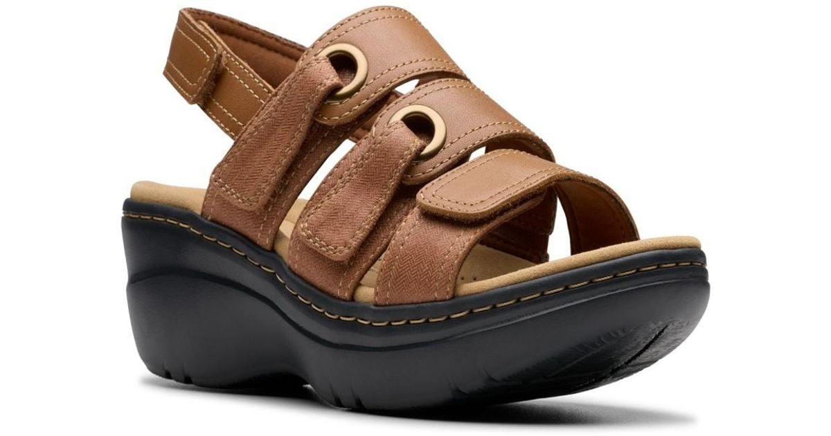 Clarks Collection Merliah2 Bali Wedge Sandals in Brown | Lyst