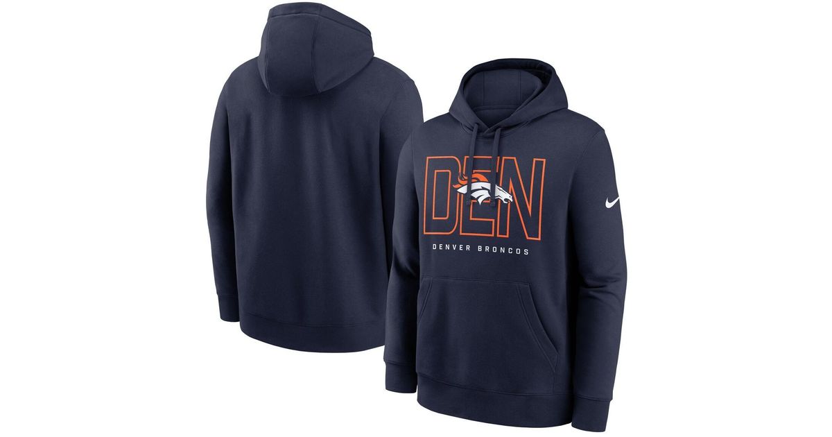 Nike Denver Broncos Busted Play Club Fleece Pullover Hoodie in Blue for ...
