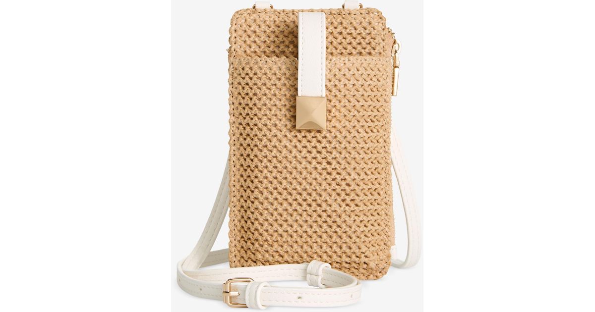 INC International Concepts Devvi Straw Phone Crossbody in Natural | Lyst