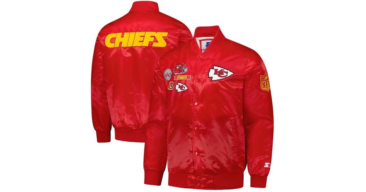 Starter Kansas City Chiefs Exclusive Satin Full-snap Varsity Jacket in ...