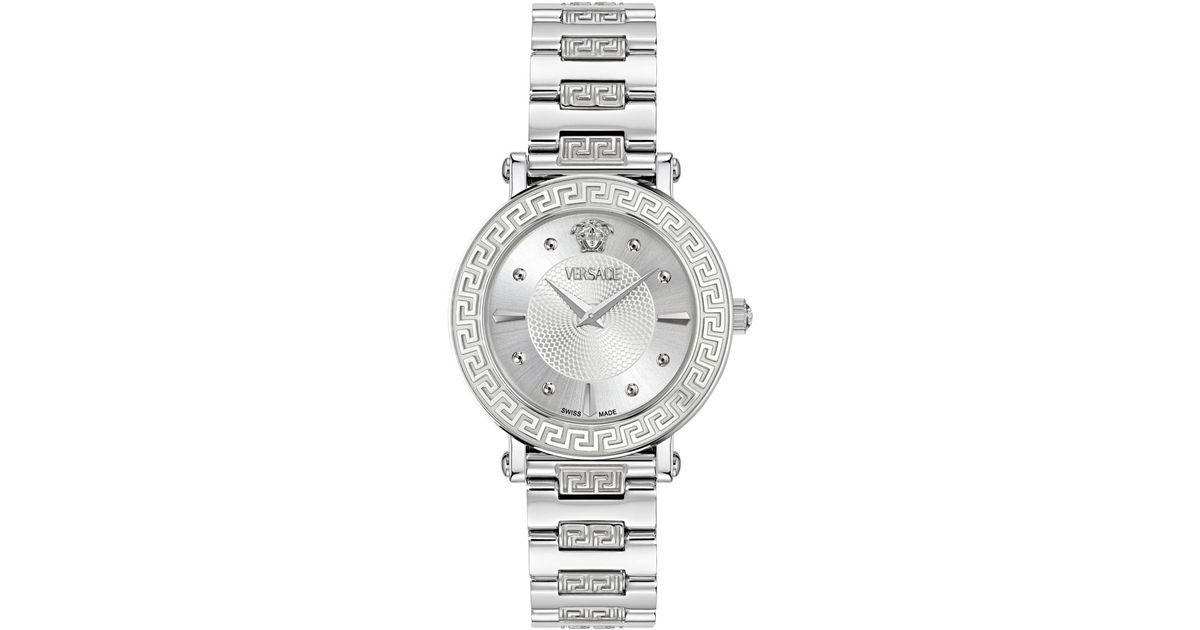 Versace Swiss Greca Sphere Steel Bracelet Watch 35mm in Gray | Lyst