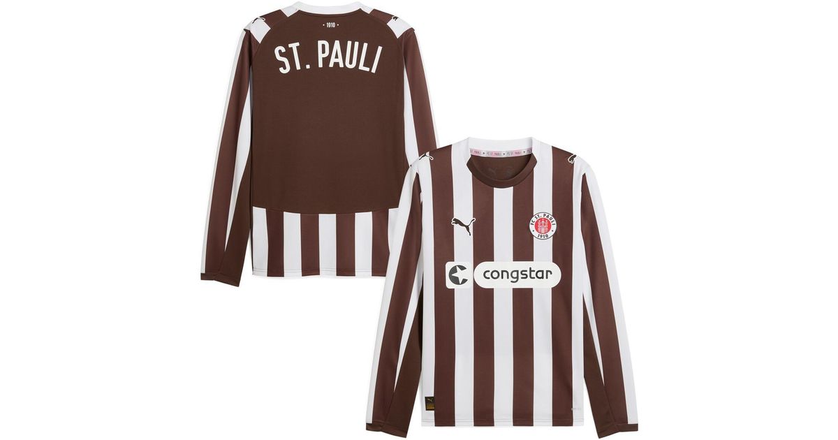 PUMA St. Pauli 2025/26 Replica Home Long Sleeve Jersey in Brown for Men ...