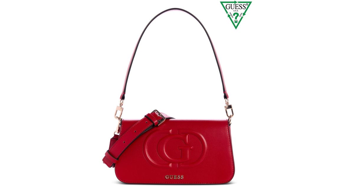 Guess Eco Mietta Flap Small Shoulder Bag in Red | Lyst