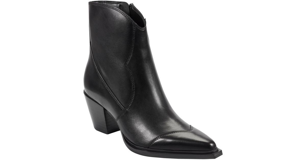 Marc Fisher Giulie Western Block Heel Booties in Black | Lyst