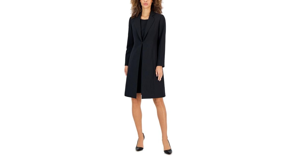 Le Suit Crepe Topper Jacket & Sheath Dress Suit Set in Black | Lyst