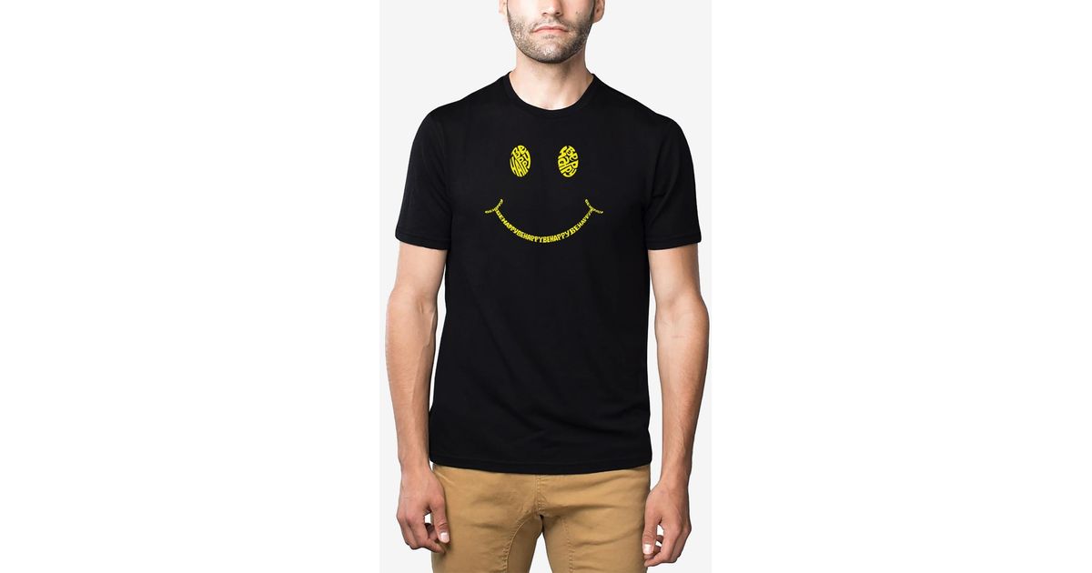 LA Pop Art Premium Blend Word Art Be Happy Smiley Face T-shirt in Black ...