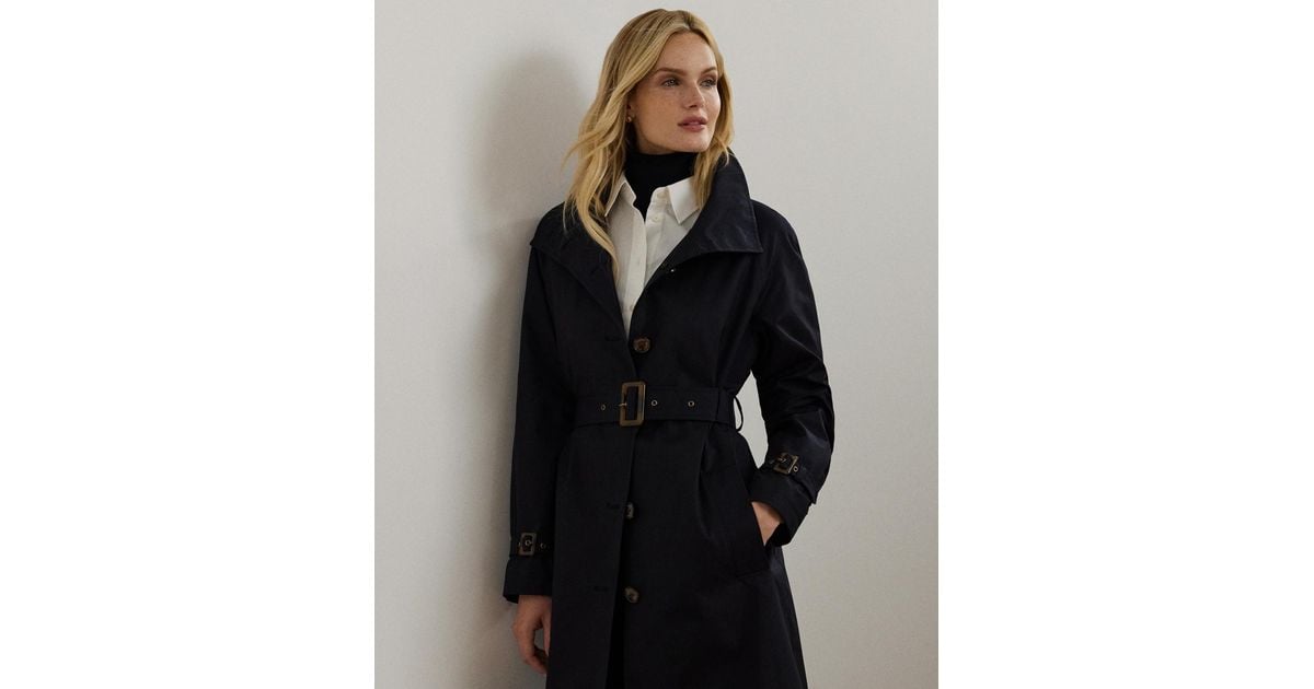 Ralph Lauren Double-breasted Belted Trench Coat in Blue | Lyst