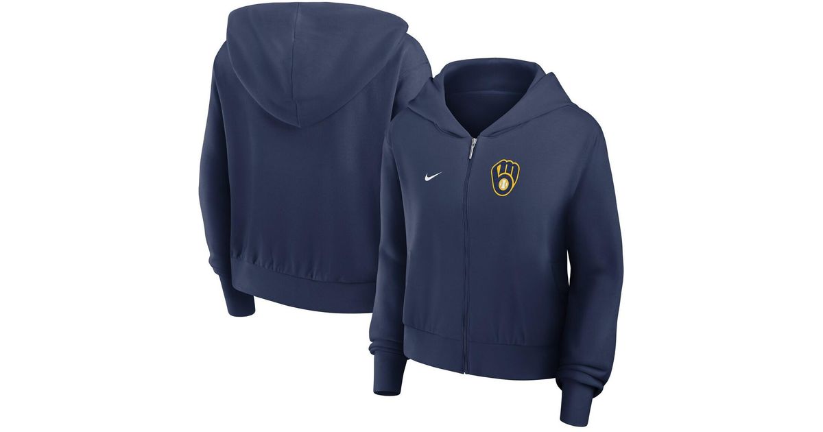 Nike Cleveland Guardians Cropped Chill Full-zip Hoodie in Blue | Lyst