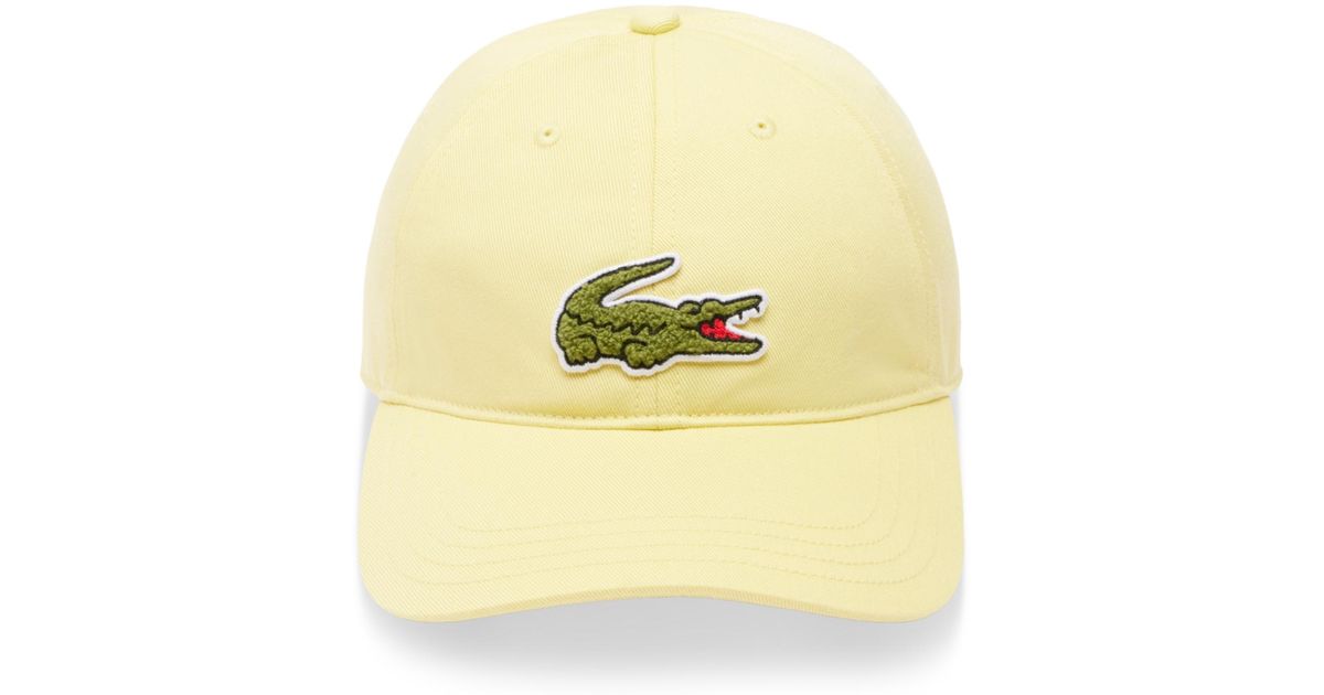 Lacoste Croc Logo Cap in Yellow for Men | Lyst