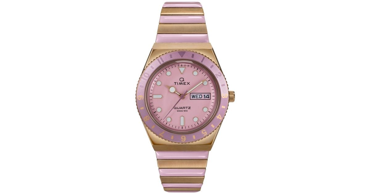 Timex Quartz Analog Stainless Steel Watch in Pink | Lyst