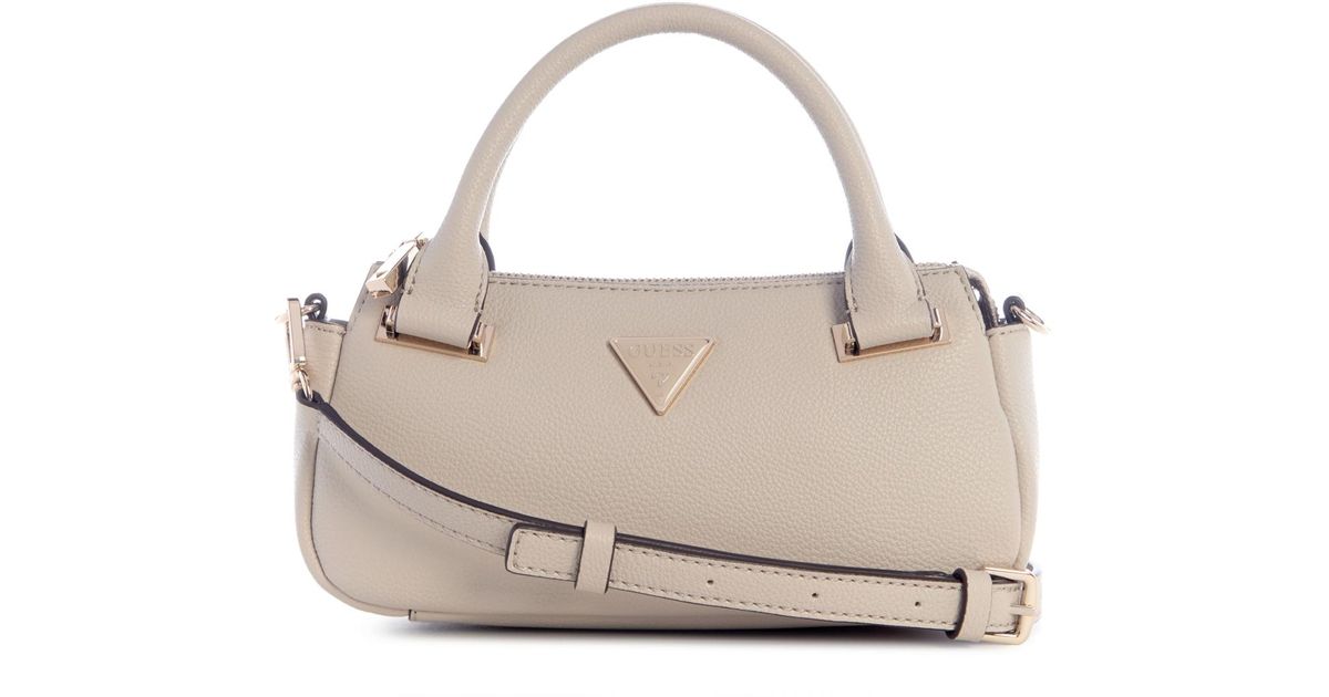 Guess Evie Small Satchel in Natural | Lyst