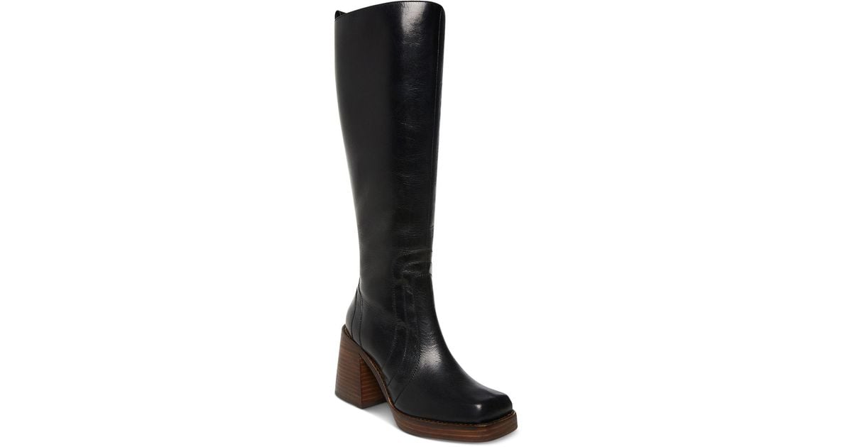 Steve Madden Andiee Stacked Wooden Platform Boots in Black | Lyst