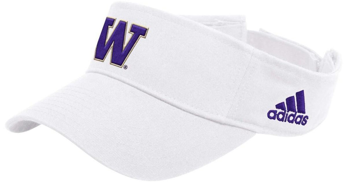 adidas Washington Huskies Locker Room Team Adjustable Visor in White ...