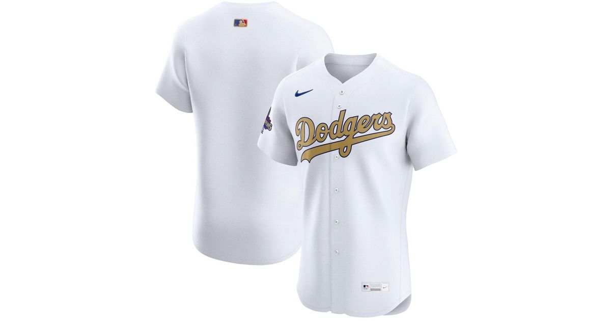 Nike Los Angeles Dodgers 2025 Gold Collection Elite Jersey in White for ...