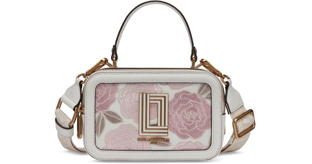Karl Lagerfeld Simone Embroidered Camera Crossbody in Pink | Lyst