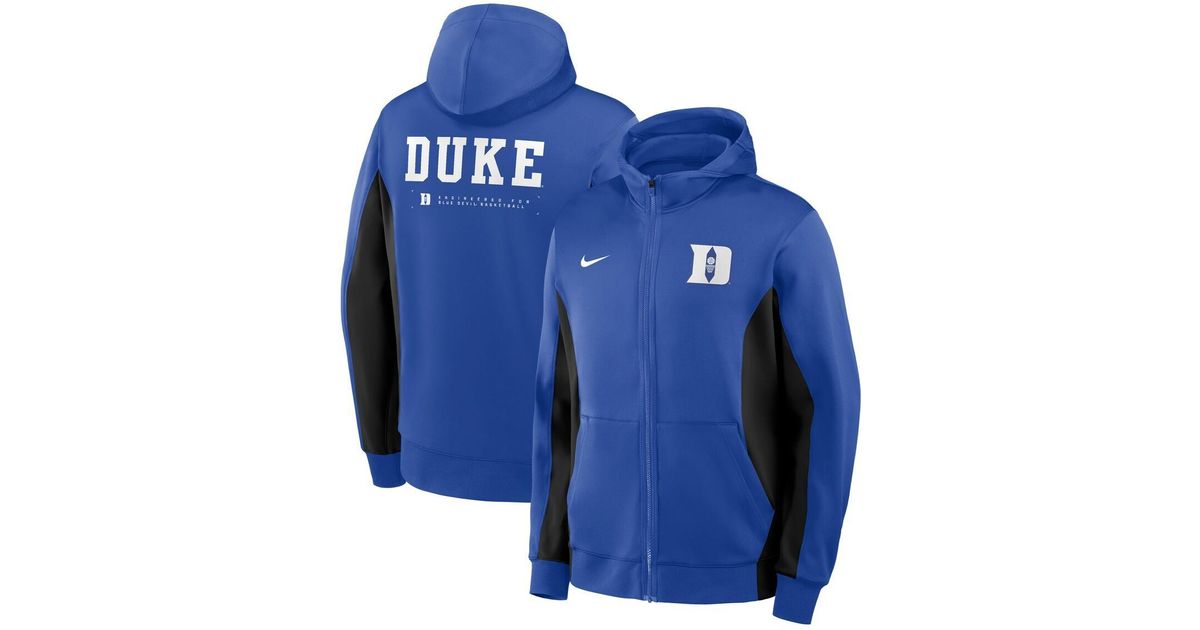 Nike Royal/black Duke Blue Devils Dri-fit Game Full-zip Hoodie Jacket ...
