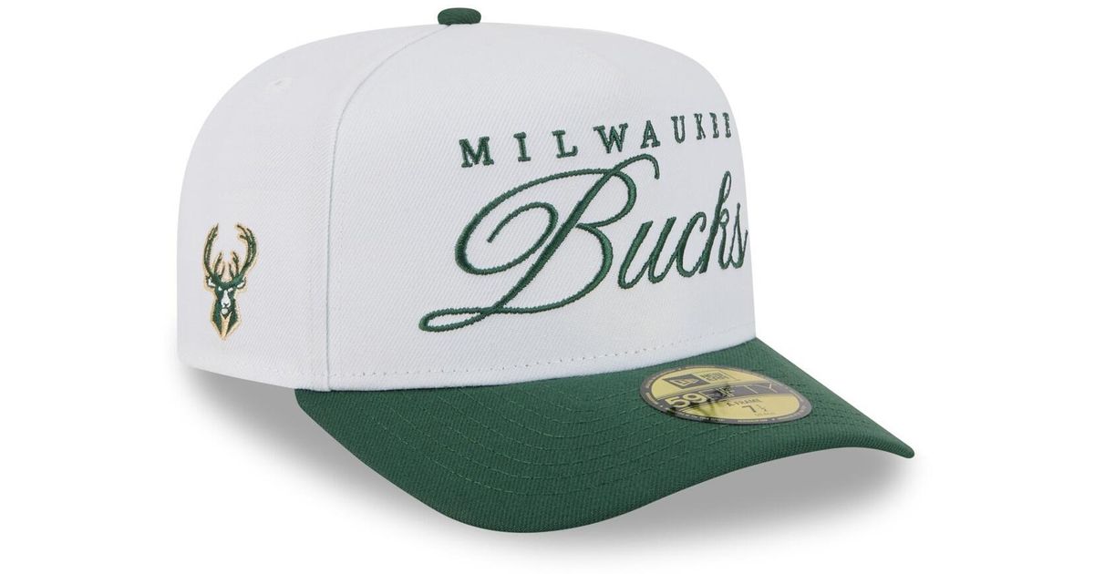 KTZ White/hunter Green Milwaukee Bucks 2025 Nba Draft A-frame 59fifty ...