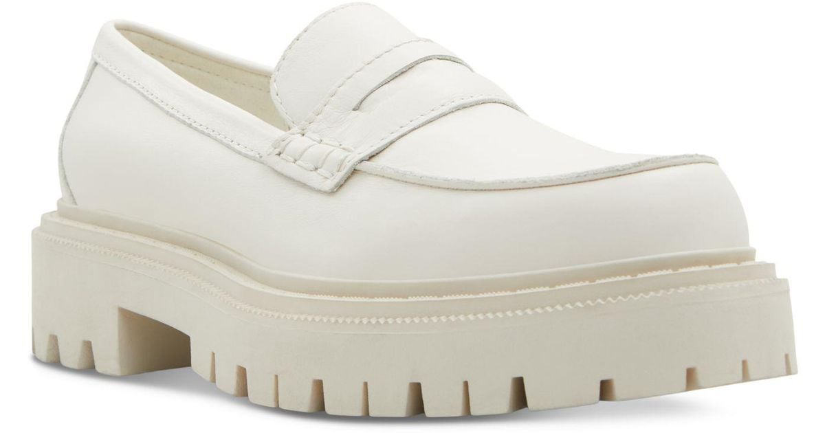 Aldo Leather Bigstrut Lug Sole Loafers In White Lyst