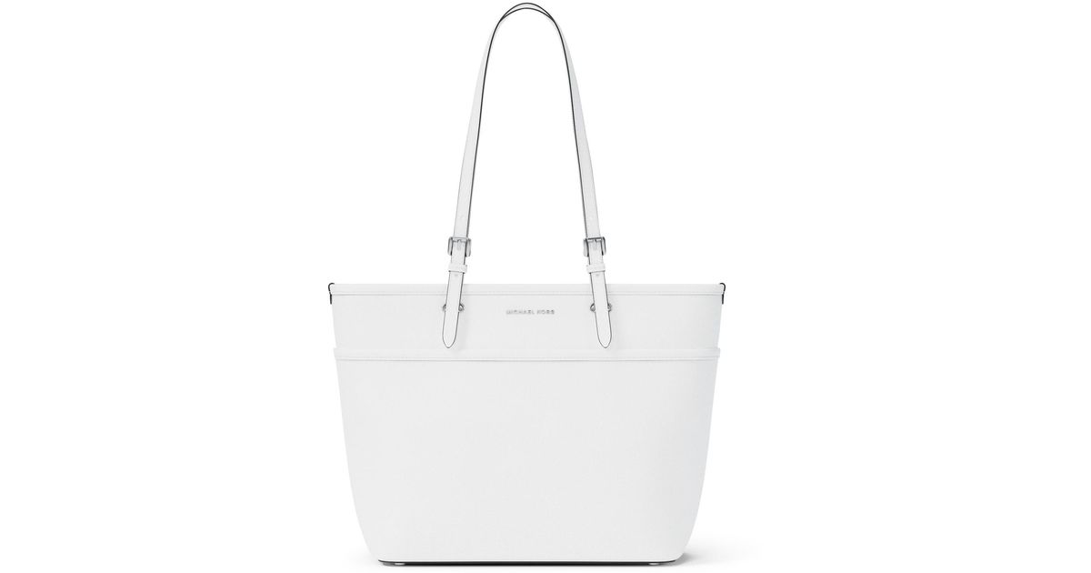 Michael Kors Winston Large Top Zip Pocket Tote Bag in White | Lyst