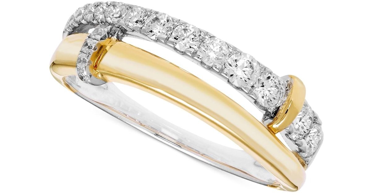 Macy's Diamond Split Double Row Band (1/2 Ct. T.w. in Metallic | Lyst