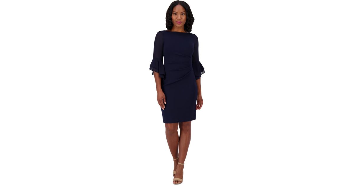 Jessica Howard Petite Boat-neck Side-pleat Sheath Dress in Blue | Lyst