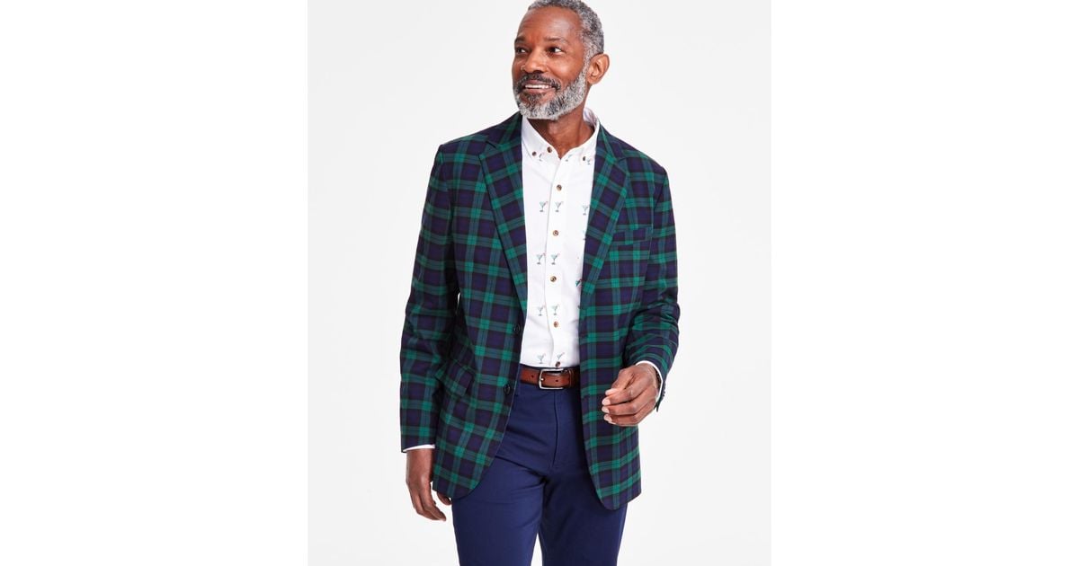 Club Room Scott Plaid Blazer in Blue for Men | Lyst