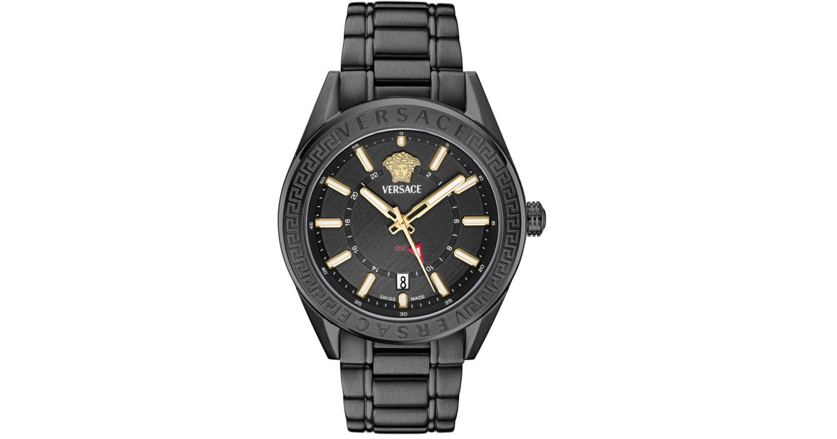 Versace V-code Ip Stainless Steel Bracelet Watch in Gray for Men | Lyst
