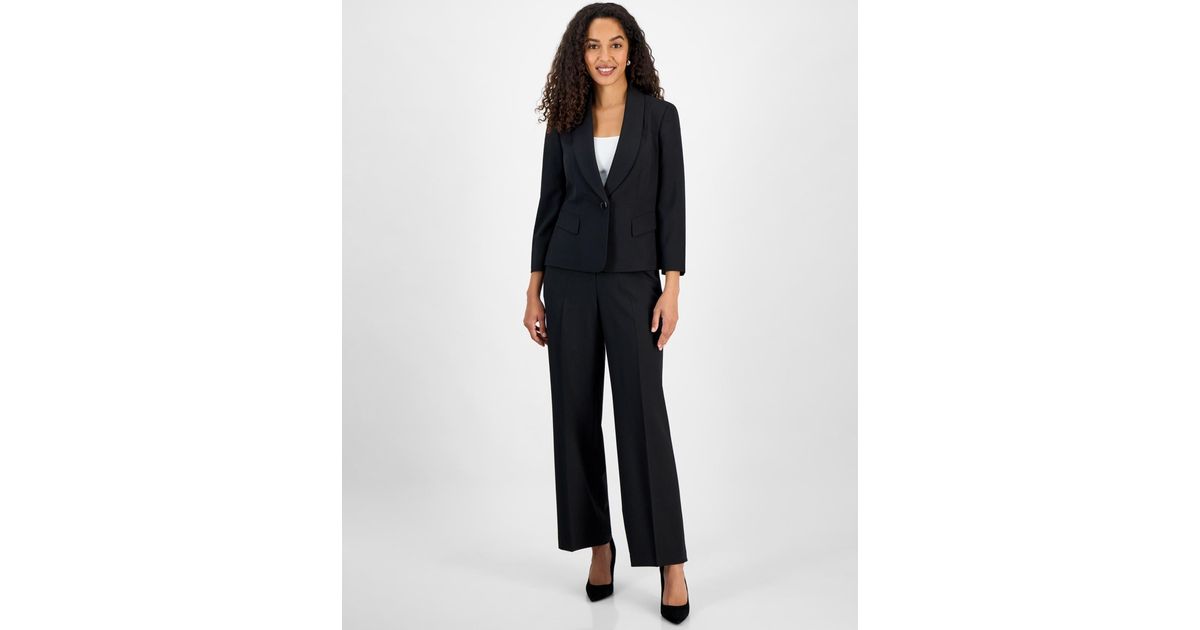 Le Suit Shawl-collar One-button Jacket & Pull-on Straight-leg Pants Set ...