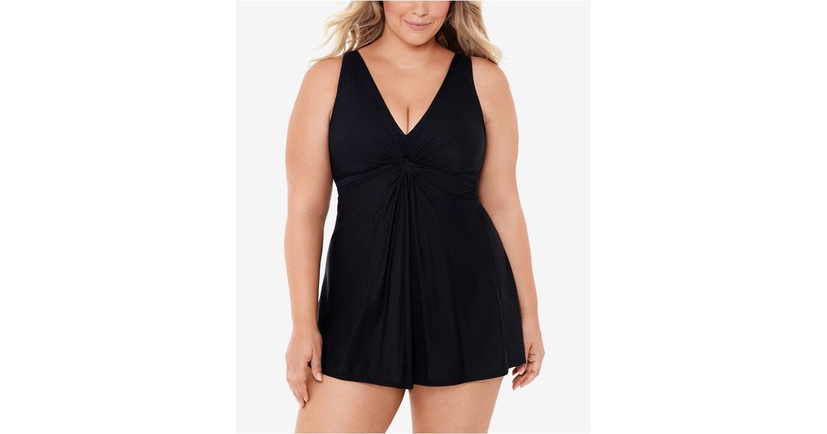Miraclesuit Synthetic Plus Size Marais Allover Slimming Twist Front
