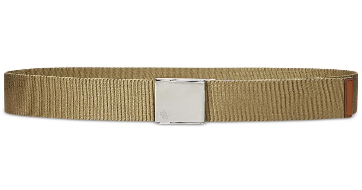 Ralph Lauren Webbed Flip-latch Tech Buckle Wide Belt in Natural | Lyst