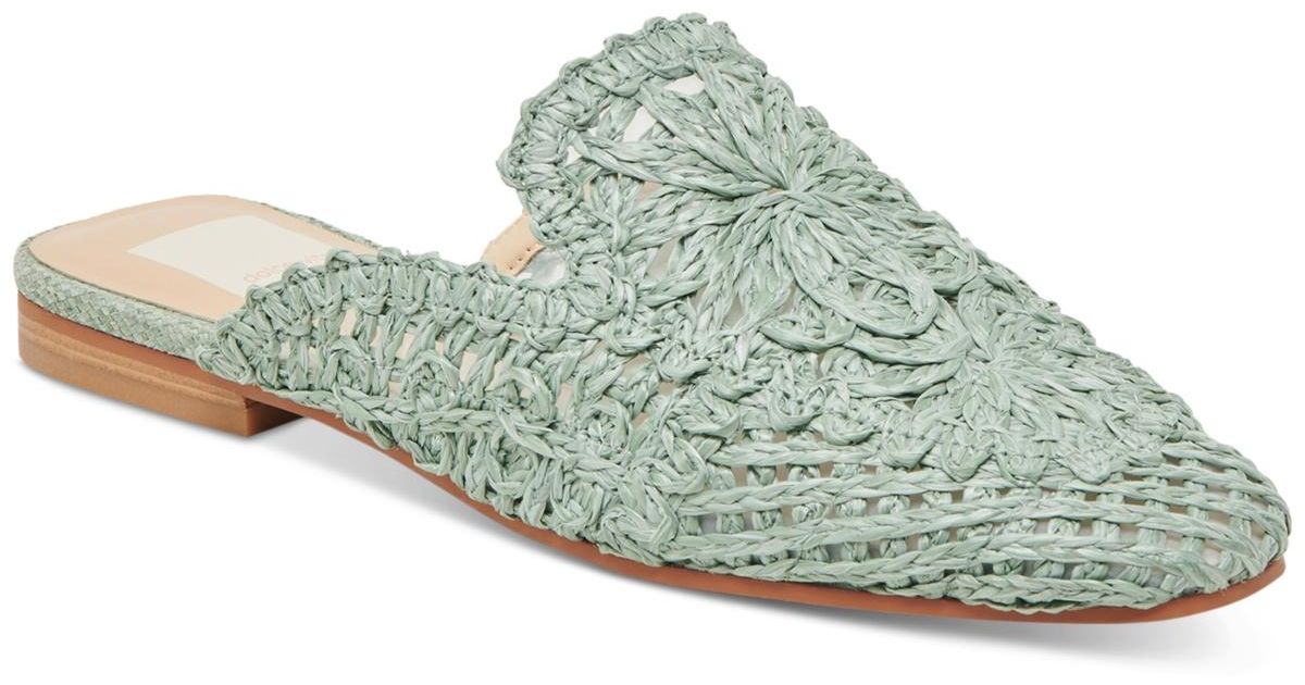Dolce Vita Diya Crochet Slide Flat Mules in Green | Lyst