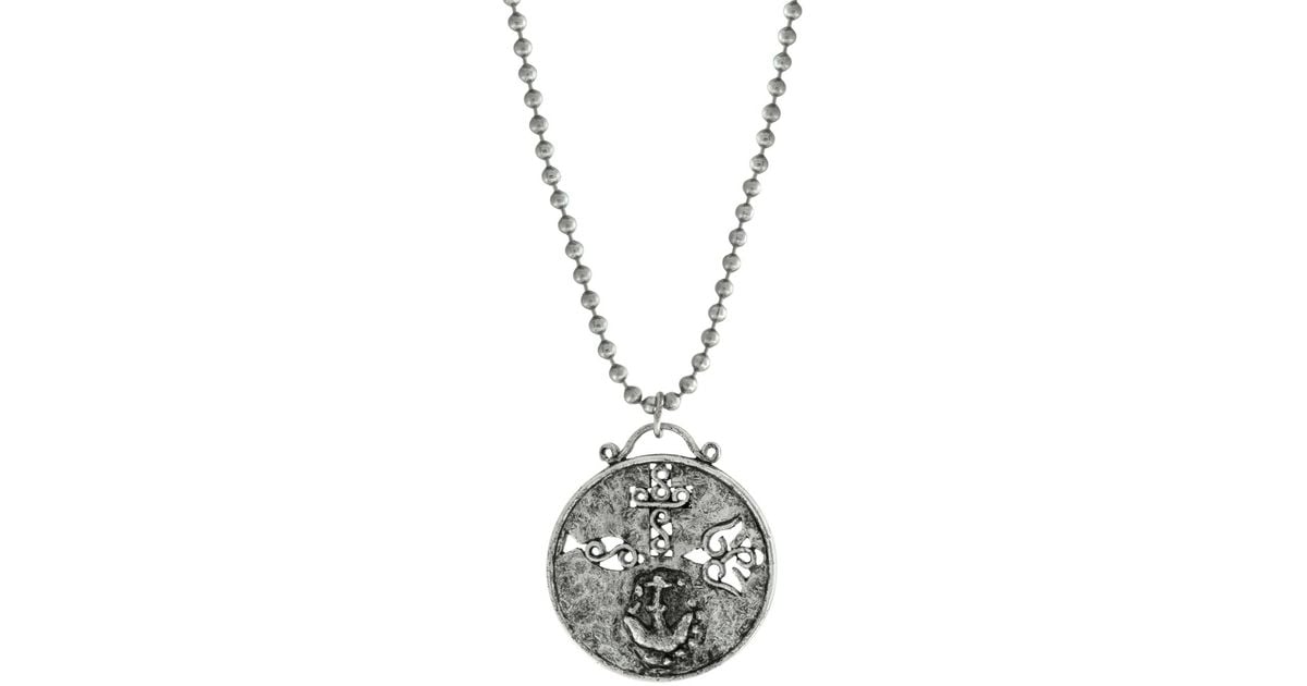 Symbols of Faith Pewter Christian Medallion in Metallic | Lyst