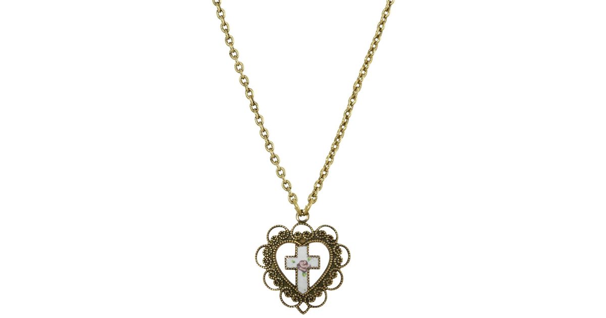 Symbols of Faith Gold-tone Heart in Metallic | Lyst