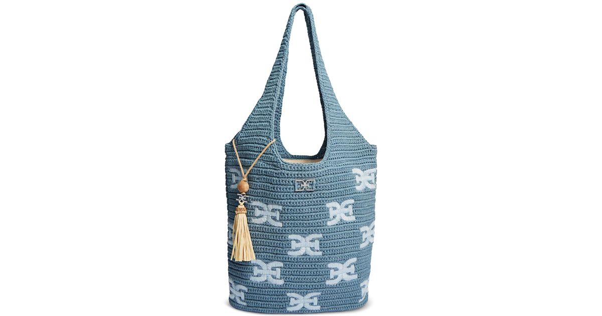 Sam Edelman April North South Crochet Logo Tote in Blue | Lyst