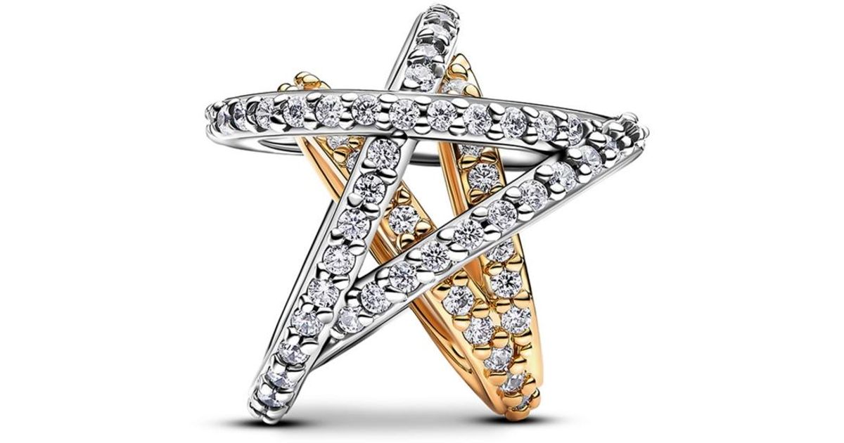 PANDORA Sparkling Crossover Star Charm in White | Lyst
