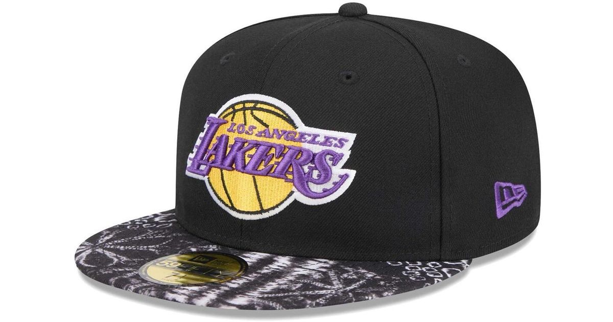 KTZ Los Angeles Lakers Coral Reef Visor 59fifty Fitted Hat in Black for ...
