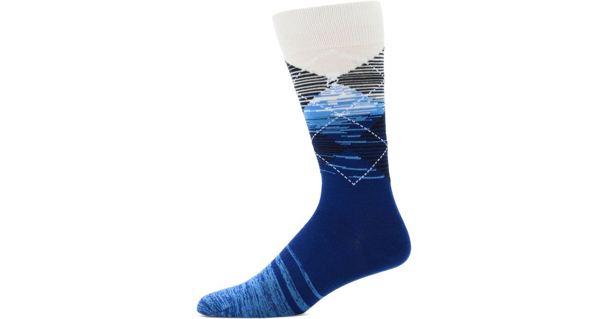 Perry Ellis Faded Argyle Crew Socks in Blue for Men | Lyst