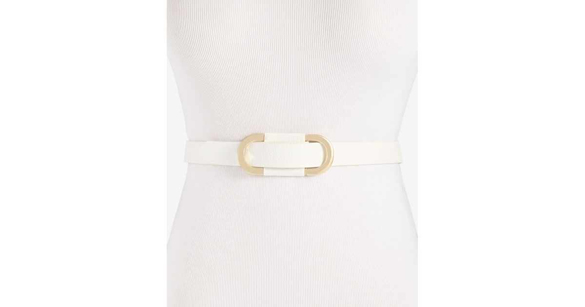 On 34th Pull-through Skinny Belt in Natural | Lyst