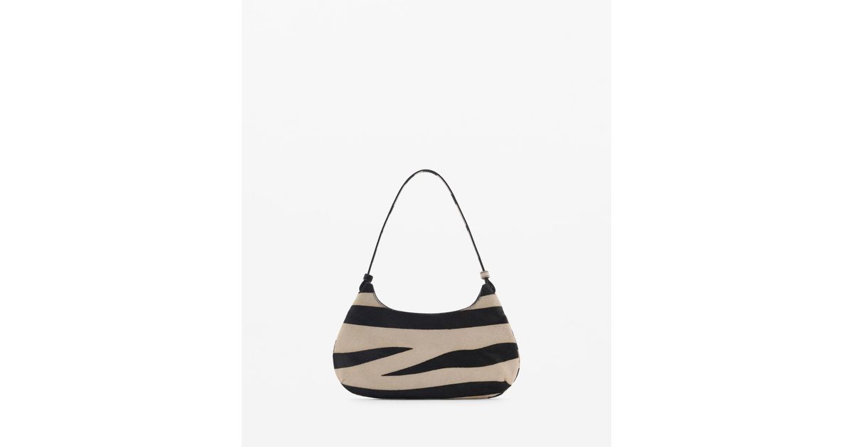 Mango Zebra Print Leather Bag in White | Lyst