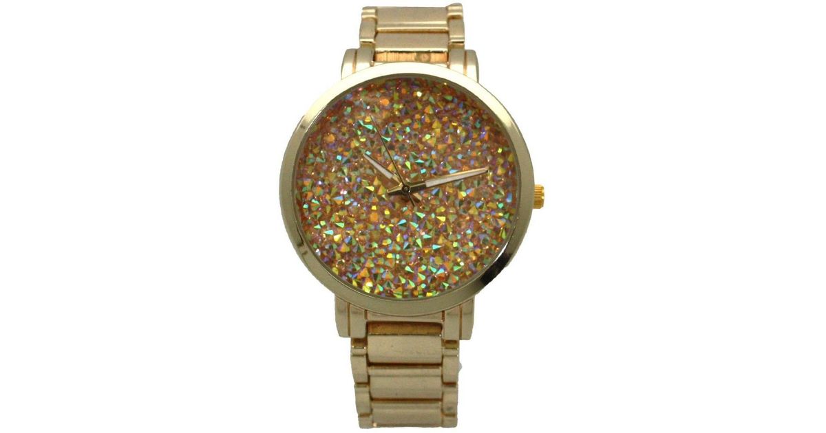 Olivia Pratt Yellow Sparkling Face Watch in Metallic | Lyst