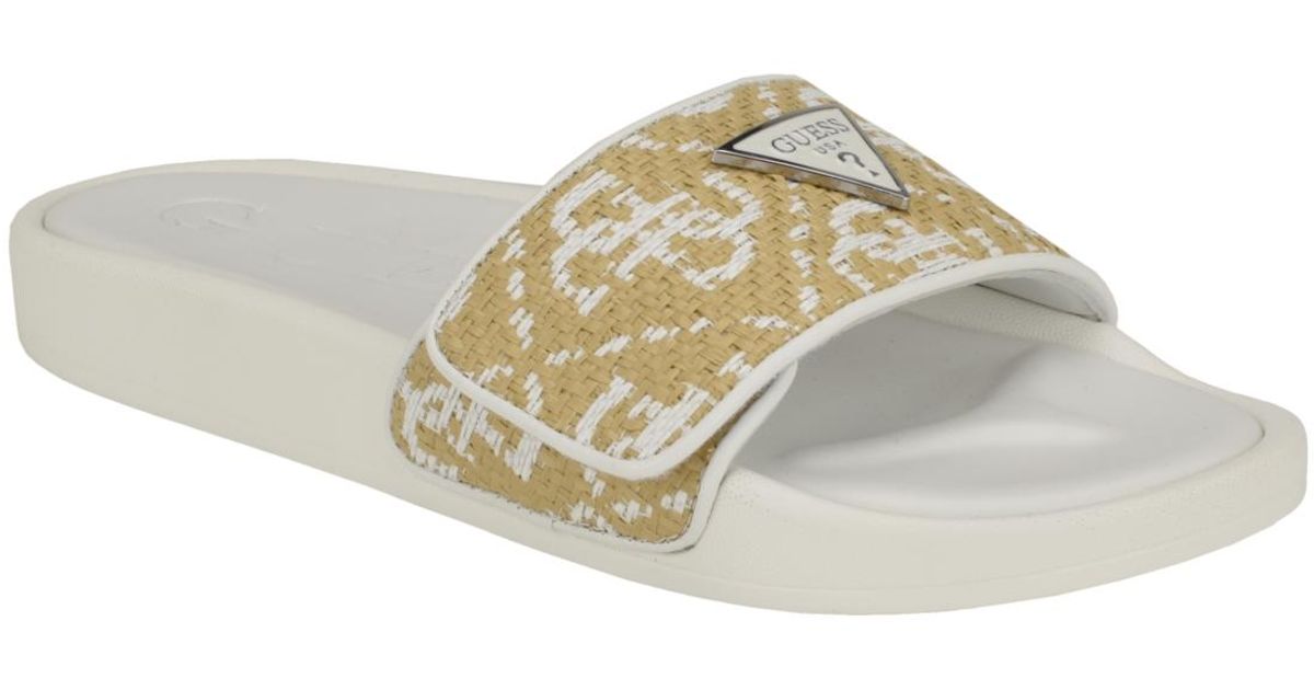 Guess Callena Logo Pool Slides in White | Lyst