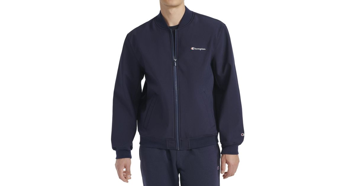 Champion Logo Varsity Bomber Jacket in Blue for Men | Lyst