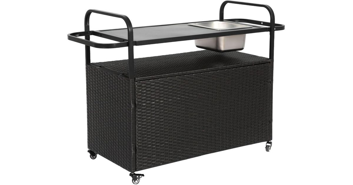 Mondawe Wicker Bar Cart in Black | Lyst