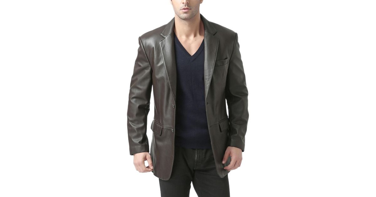 BGSD Men Classic Two-button Leather Blazer in Black for Men | Lyst