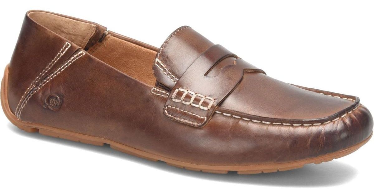 Born Marcel Leather Penny Loafers in Brown for Men | Lyst