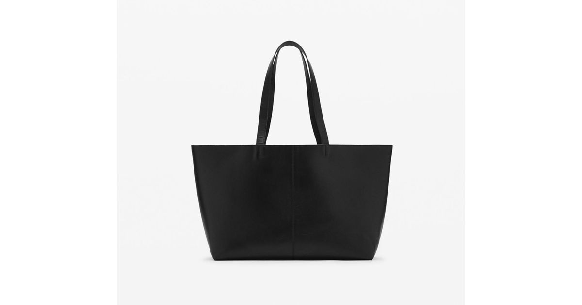 Mango Leather Shopper Bag in Black | Lyst