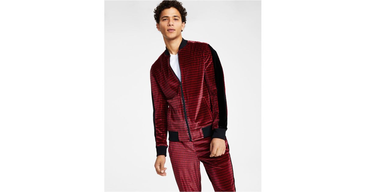 INC International Concepts Classic-fit Geo-print Full-zip Velour ...
