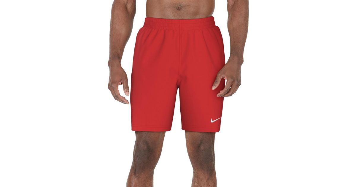 Nike Logo Swoosh Swim Trunks in Red for Men | Lyst